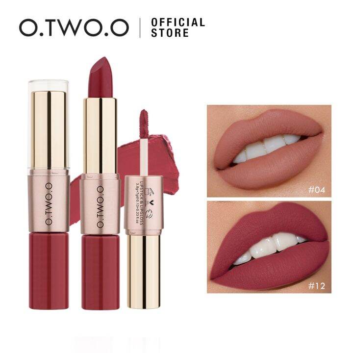 O.TWO.O Lipstick & Lip Gloss 12 Color Easy to Wear Matte otwoo Cosmetic ...