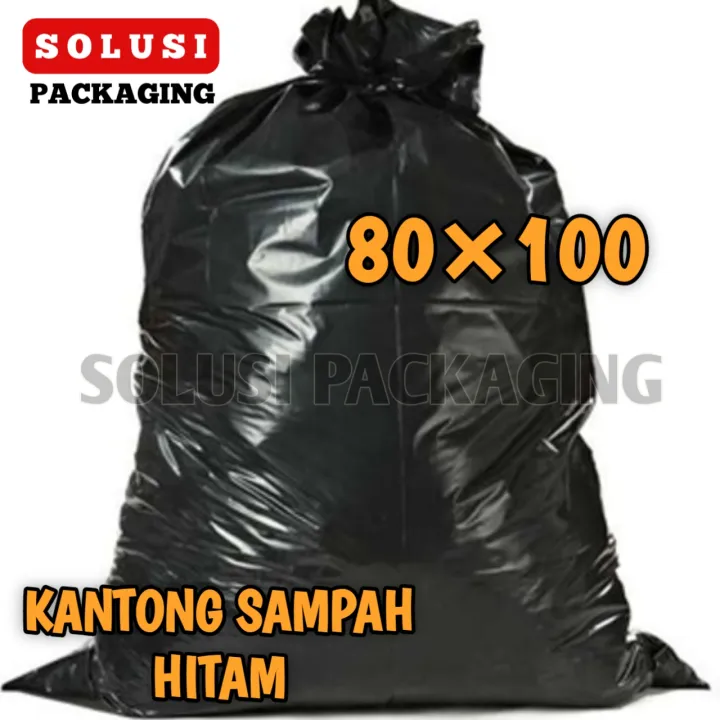 ISI 10 PCS KANTONG PLASTIK SAMPAH KRESEK HITAM JUMBO BESAR HD PE 80X100 CM KRESEK SAMPAH PLASTIK ...