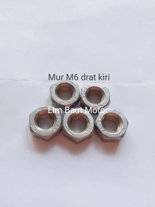 Lim Baut Motor mur baut 10 terbalik stainless mur drat kiri 10 / 6mm ...