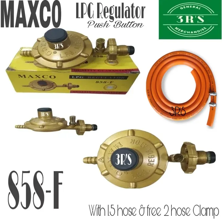 MAXCO LPG Regulator Push Button (858-F) with 1.5 regulator hose & free ...