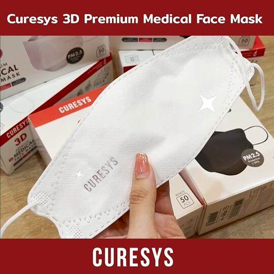 Curesys 3D Medical Face Mask White หน้ากากอนามัยทรง 3D กรอง 3 ชั้น 50 ชิ้น สีขาว | Lazada.co.th