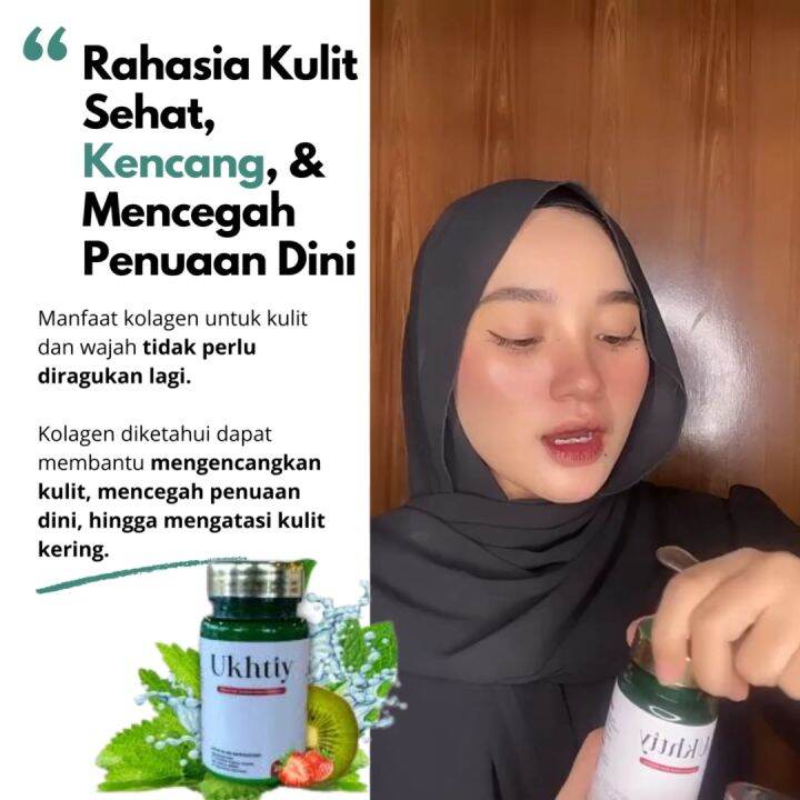 PAKET 2 BOTOL - UKHTIY COLLAGEN MINUMAN KECANTIKAN - HALAL SUDAH BPOM ...