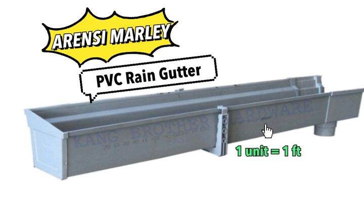 ARENSI MARLEY F300 PVC RAIN GUTTER(GREY) 1ft | Lazada