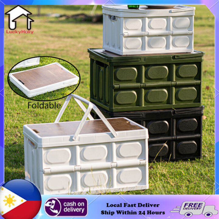 【COD&Local】Outdoor folding storage box multi-functional car storage box ...