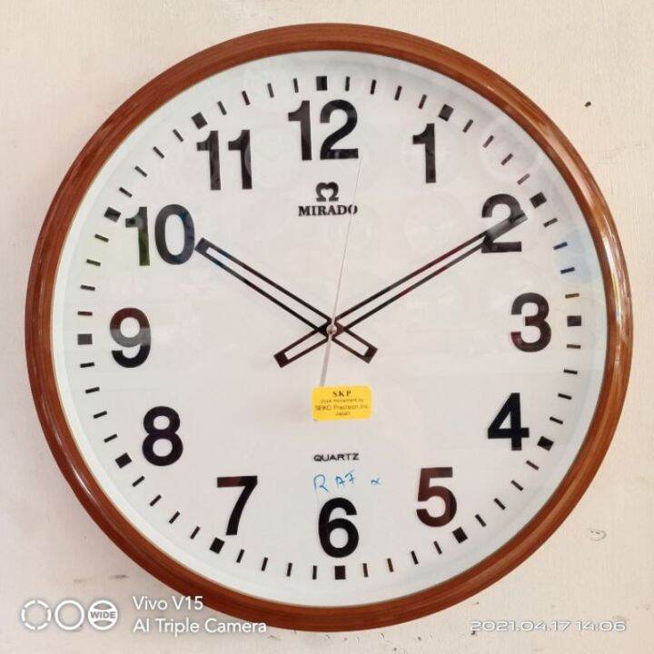 jam dinding jumbo/besar mirado 8878 mesin seiko Quartz 47cm silver | Lazada Indonesia