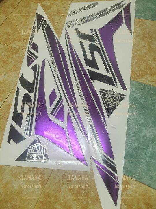 Yamaha Y15 Y15zr Body Cover Stripe Sticker Purple chrome overlap 3D ...