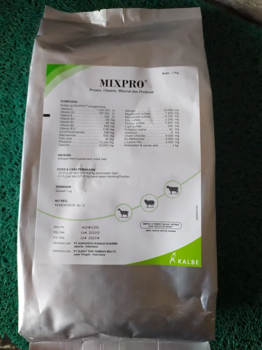 mixpro premix, vitamin, mineral dan probiotik sapi, kambing 1 kg ...