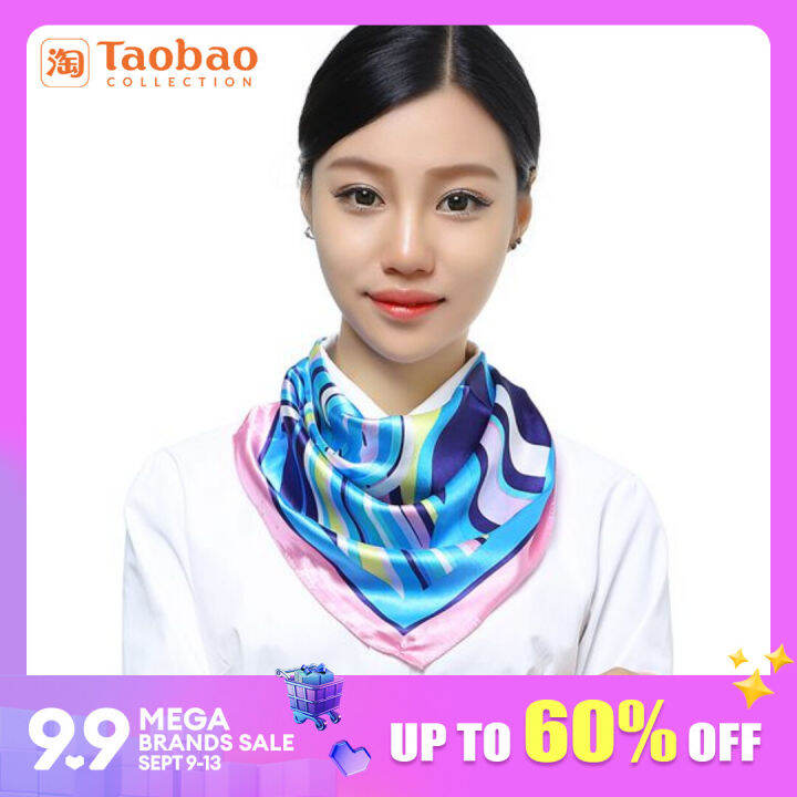 Pink Blue Small and Medium Square Scarf Female Unit Work Uniforms Hotel ...