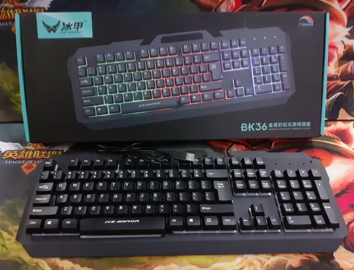BK36 KEYBOARD ICE ARMOR RAINBOW LIGHT METAL GAMING KEYBOARD | Lazada PH