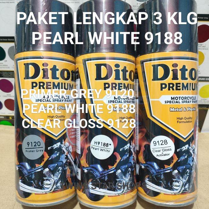 Pilok Pilox Cat Semprot Diton Premium Paket Lengkap 3 Kaleng 400cc Pearl White Putih Mutiara ...