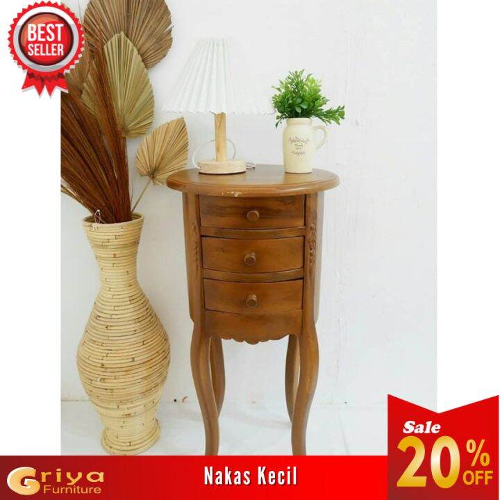 Nakas Cempolong 3 Laci Meja Sisi Minimalis Kayu Jati | Lazada Indonesia