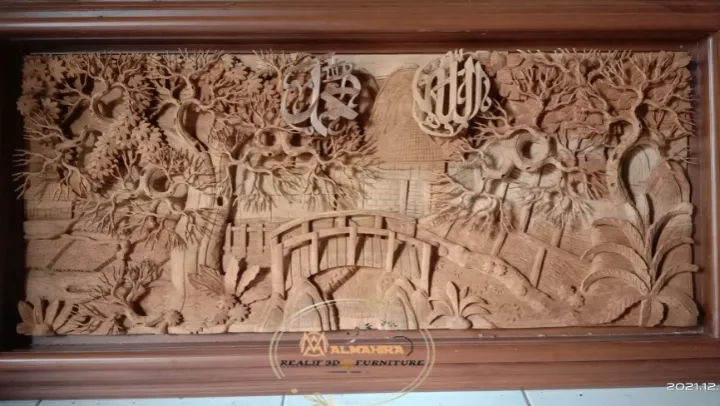 Dekorasi Pajangan Seni Ukir Hiasan Dinding Ukiran Relief 3D Kayu Jati ...