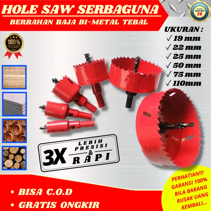 Holesaw Mata Bor Pelubang Plat Kayu Besi Beton Besi Keramik Aluminium ...