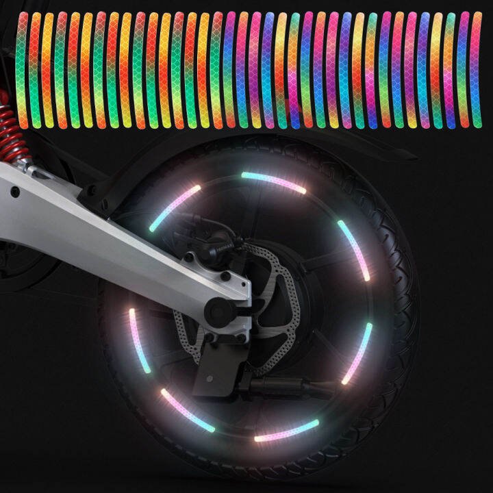20/40pcs Bicycle Wheel Hub Sticker Rainbow Reflective Strip Decorative ...