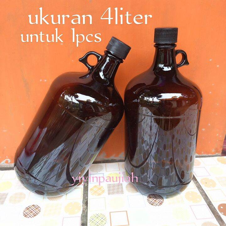 BOTOL KACA WARNA COKLAT UKURAN 4LITER /1 PCS BOTOL AMBER /BOTOL KACA ...