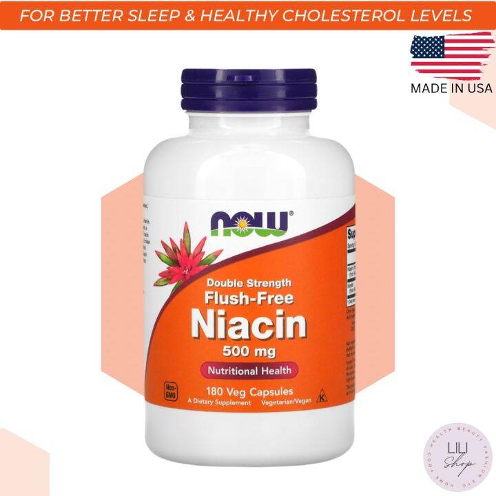 Niacin (Vit B3) Flush-Free Double Strength 500mg 180 Caps Exp 12/2025 ...