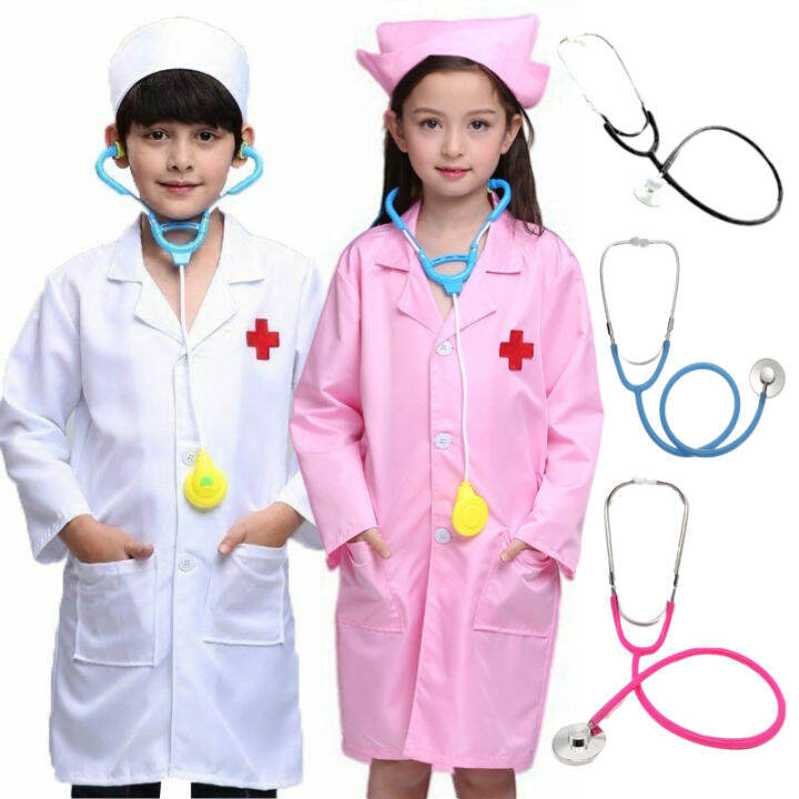 Children Doctor Role Play Costume Fancy Party Wear Medical Clothing Boys Girls Doctor Nurse ...