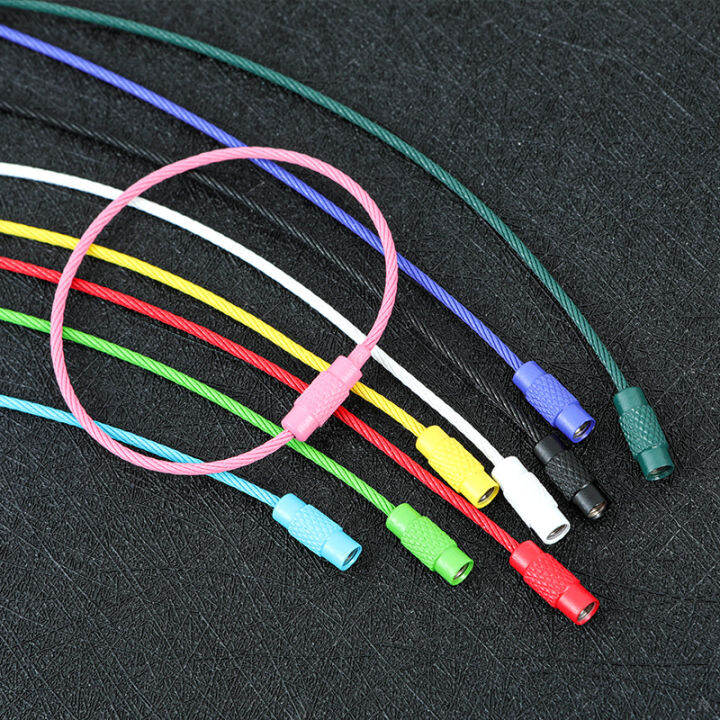 Stainless Steel Wire Rope Color Ring Buckle Steel Wire Chain 15cm Key ...