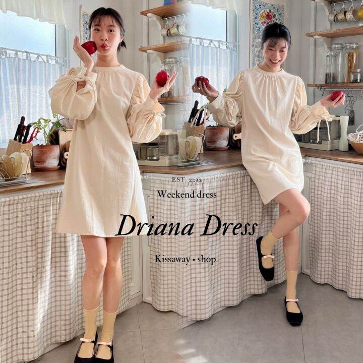 ส่งฟรี ส่งไว 048 Driana เดรสสั้น มีกระเป๋า สไตล์วินเทจ สไตล์เกาหลี ...