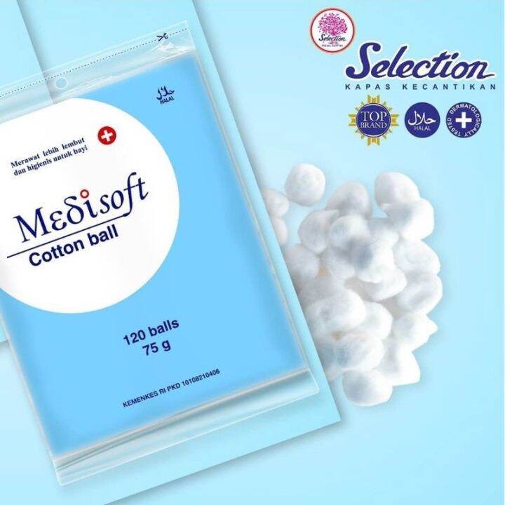 KAPAS BOLA MEDISOFT BIRU 75 GRAM COTTON BALL OM ISI 120 PCS | Lazada ...