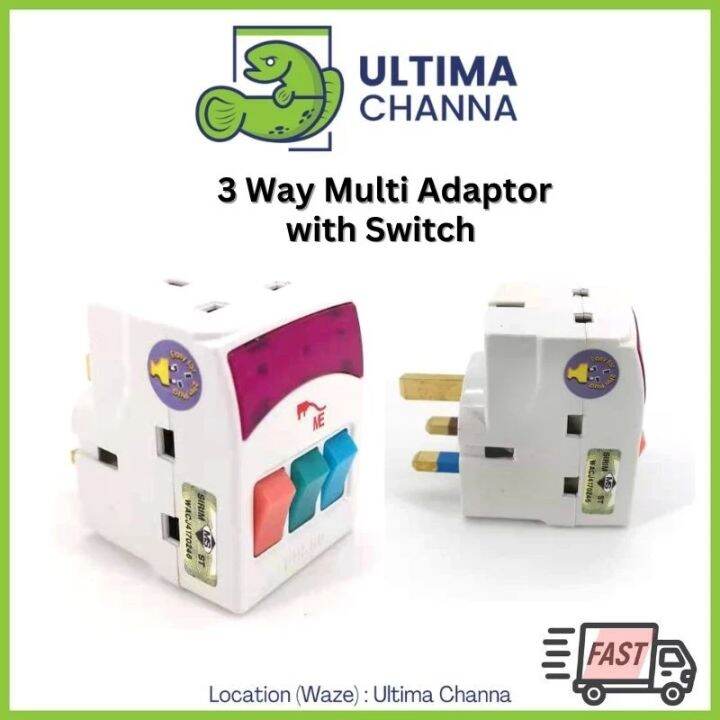 ME 3 Way Multi Adaptor With Switch ME-132 universal plug input ...