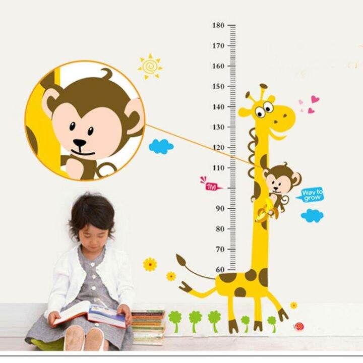 Cartoon Height Measure Wall Stickers for Kids Room Growth Chart ...