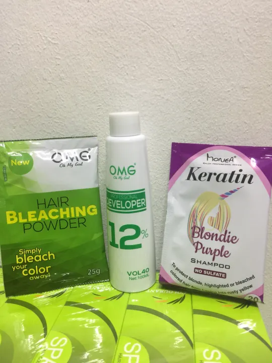 OMG bleaching set w/ monea purple shampoo | Lazada PH