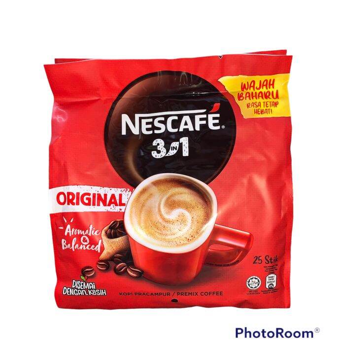 Nescafé 3 in 1 Original Aromatic & Balanced Premix Coffee/Nescafe 3 in 1/三合一咖啡精 (25 Stick Packs ...