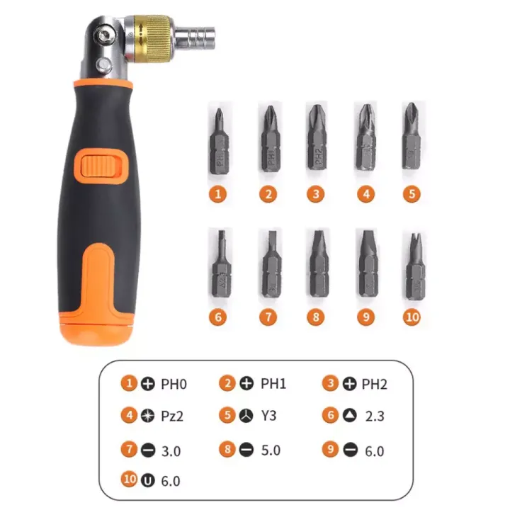 Household Portable 10 in 1 Hidden Screwdriver Head Multi Angle Ratchet ...