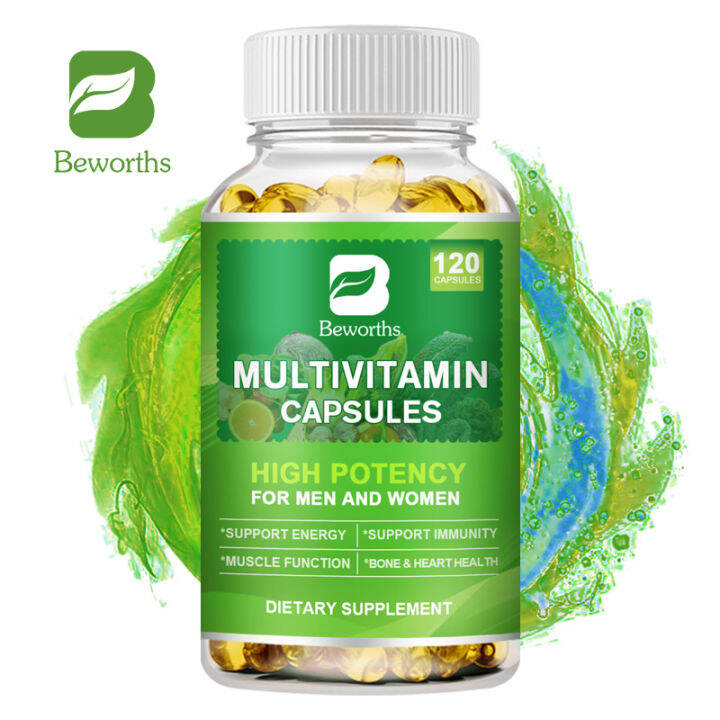 BEWORTHS Multivitamin Capsules with Vitamins & Minerals for Energy Brain Heart Skin Eye Health ...