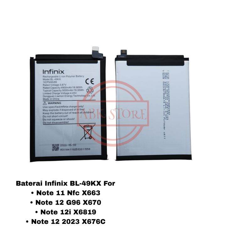 Baterai BL-49KX Battery Infinix 11 Nfc, Note 12 G96, Note 12i, Note 12 ...