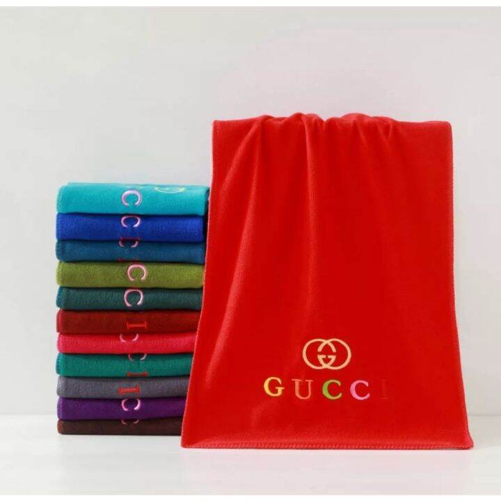 handuk polos Gucci bordir, ukuran 70cm x 140cm, halus tebal dan ...