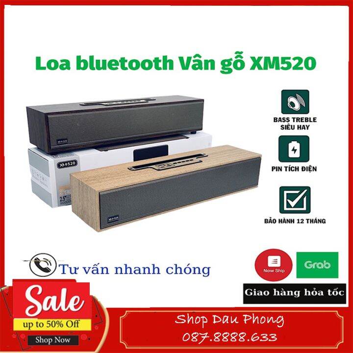 Loa bluetooth XM 520 Bass mạnh, công suất 20W siêu trầm , thiết kế vỏ gỗ dạng thanh để bàn Xm520 ...