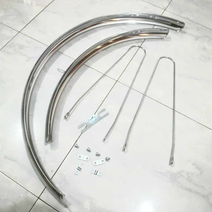SPAKBOR SEPEDA FEDERAL TOURING 26 INCH CHROME BAHAN PLAT BESI FENDER ...