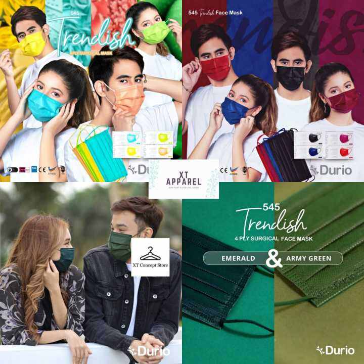 Durio 545 Trendish 4ply Surgical Face Mask (11 color options) - 40pcs ...