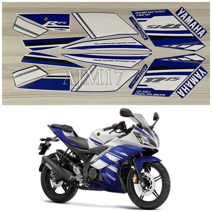 STIKER STRIPING MOTOR R15 2015 BIRU PUTIH | Lazada Indonesia