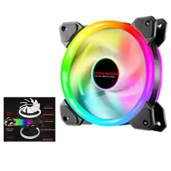 Cool moon พัดลมเคส RGB Cooling พัดลมคอมพิวเตอ 120mm Fan Case พัดลมคอม ...