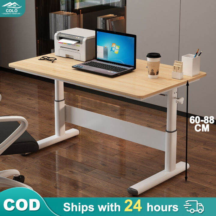 Study Table can lift Computer Table Adjustable Height Solid Wood Office ...