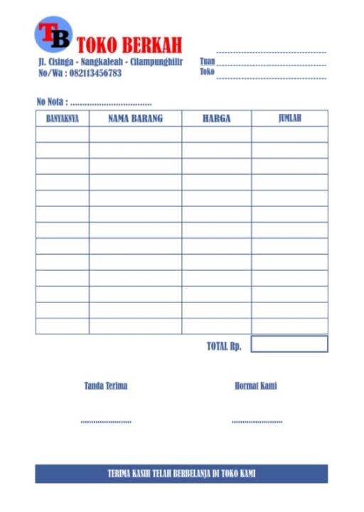Nota bon Custom 1play nama toko sendiri, nota loundry, nota bengkel ...