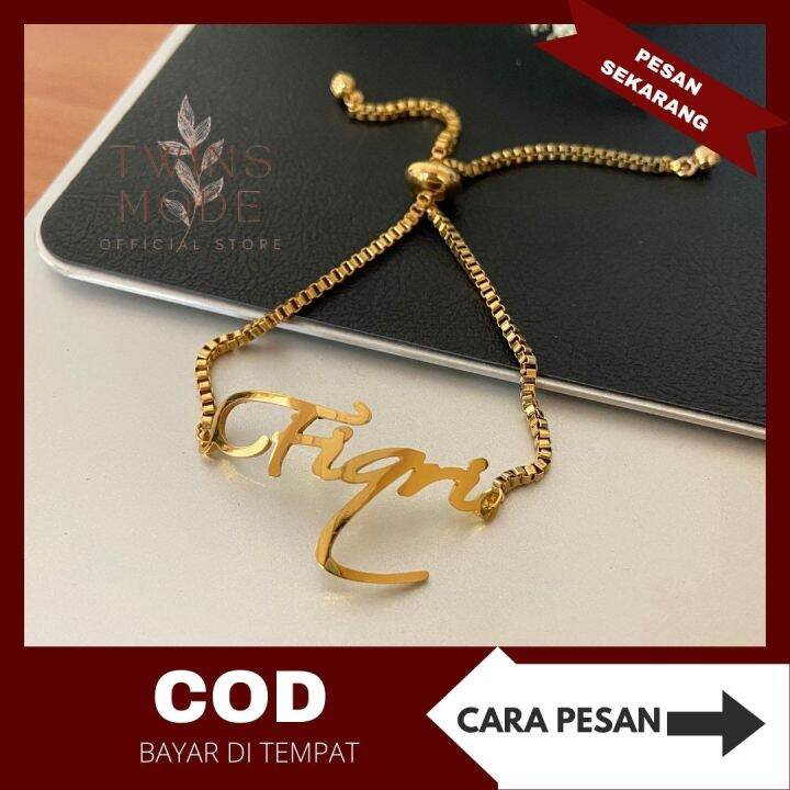 Gelang Custom Nama Model Serut Titanium Bisa Di Setel Ukuran Sesuai ...