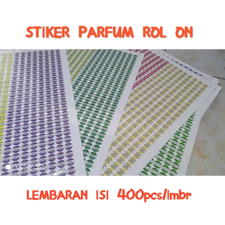 Stiker parfum Rol on lembaran isi 400 pcs / parfum roll on / stiker ...