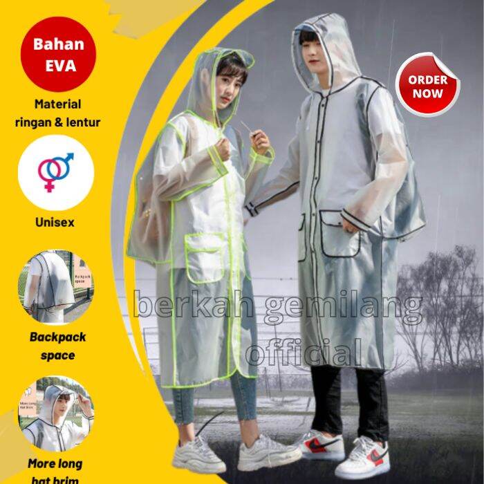 Jas Hujan Transparan Bening Tebal, Jas Hujan Transparan Wanita, Jas Hujan Korea Viral, Jas Hujan ...