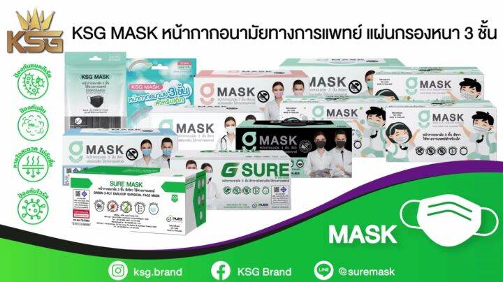 [KSG Official] หน้ากากอนามัยทางการแพทย์ ระดับ 2 Sugical Level 2 Face Mask 3-Layer (ยกลัง บรรจุ ...
