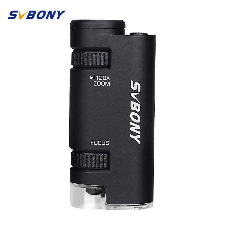 SVBONY SV603 Mini Pocket Microscope 60x-120x LED Lighted Zoom Portable ...