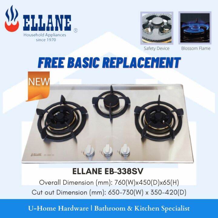 ELLANE EB-338SV Built-In Hob (Stainless Steel) PUB/LPG | Lazada Singapore