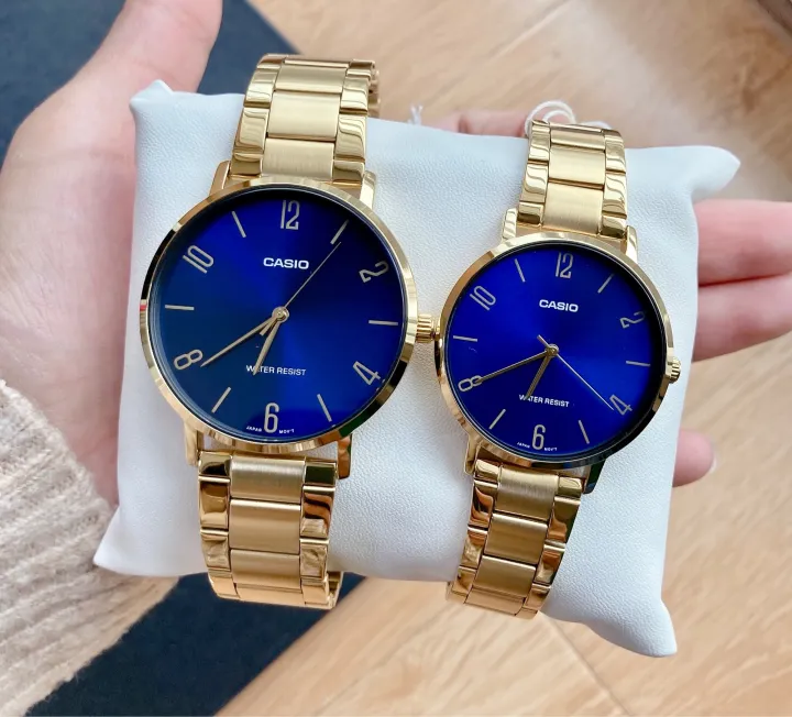 นาฬิกาคาสิโอของแท้ แซตคู่ รุ่น MTP-VT01G-2B2,LTP-VT01G-2B สายสแตนเลสสี ...