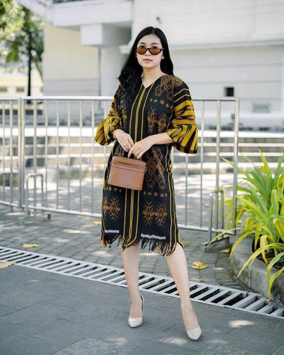 Baju Tenun Best Seller Motif Lurik Kuning - Dres wanita casual terbaru - Couple tenun - | Lazada ...