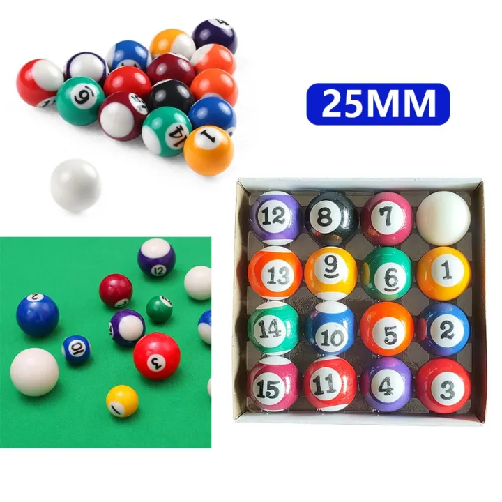 16 Pcs 0.98 Inch/25mm Children Billiards Table Balls Set Mini Billiard ...