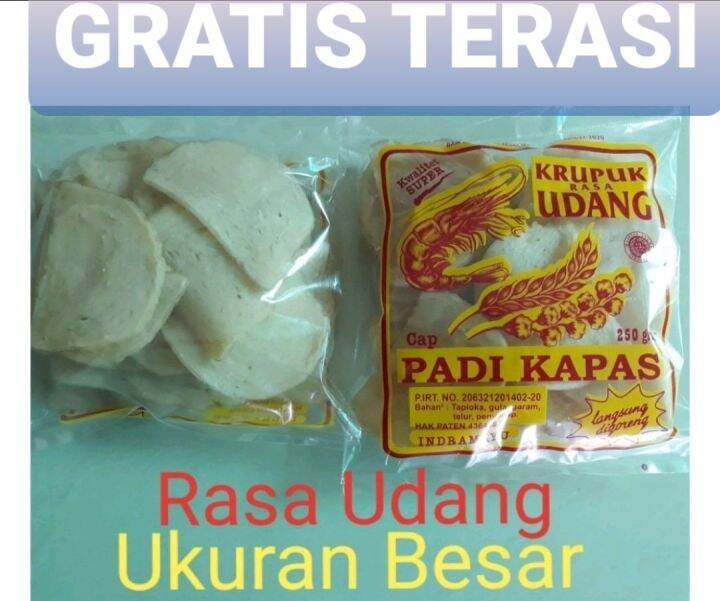 0KERUPUK UDANG cap PADI KAPAS UKURAN BESAR 250 GR KWALITAS SUPER GRATIS ...