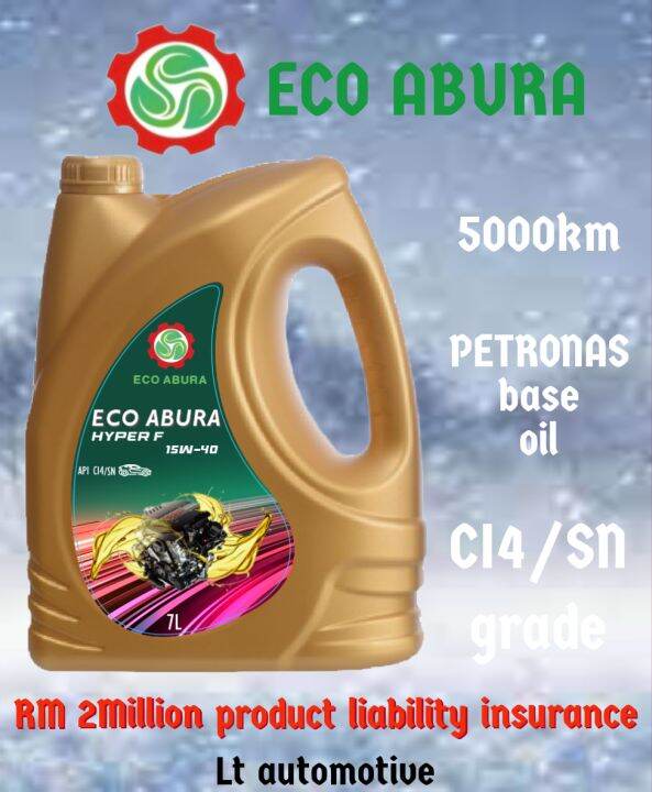 ECO ABURA 15W40 7L premium engine oil 5000km Petronas base oil | Lazada